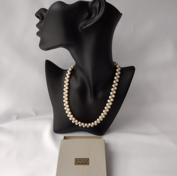 Avon | Jewelry | Avon Vintage Gold Tone Braided Faux Pearl Filigree ...